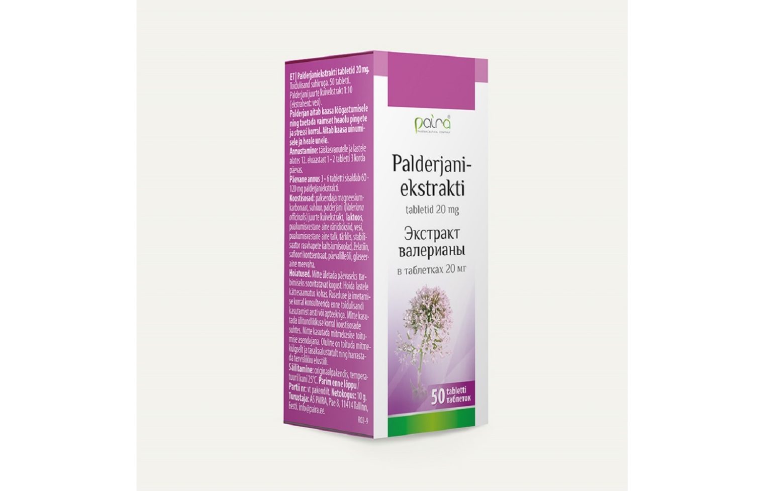Paira Palderjaniekstrakti Tbl 20mg N50 - apteekonline.ee